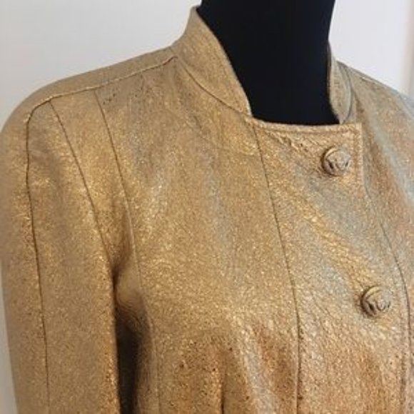 Versace | Jackets & Coats | Versace Couture Runway Rare Gold Leather ...